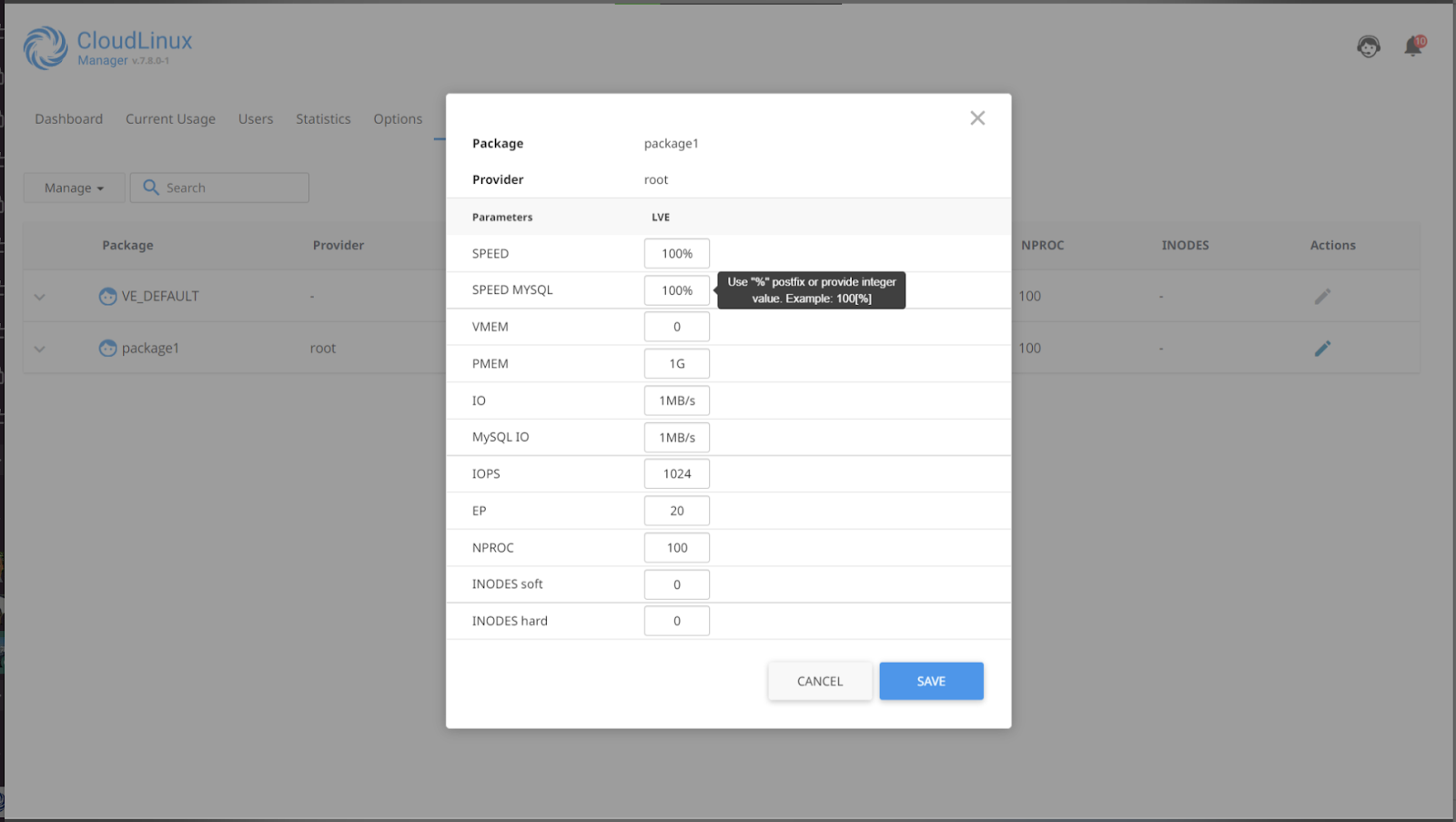 Cloudlinux Manager Now Allows Setting Mysql Governor Limits On Packages
